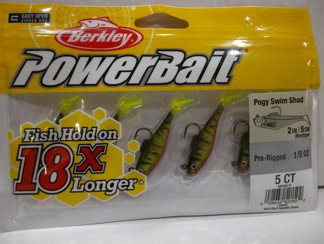 Berkley PowerBait Pogy Swim Shad 2" Firetiger 5ct for sale online | eBay