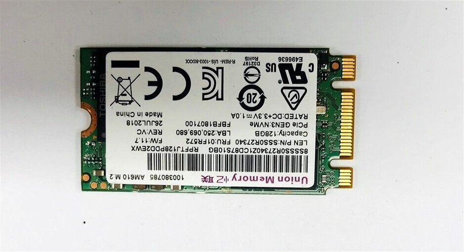 ️ Lenovo Union Memory 128GB SSD NVMe PCIe M.2 2242 SSS0R27340 / 01FR572 ...
