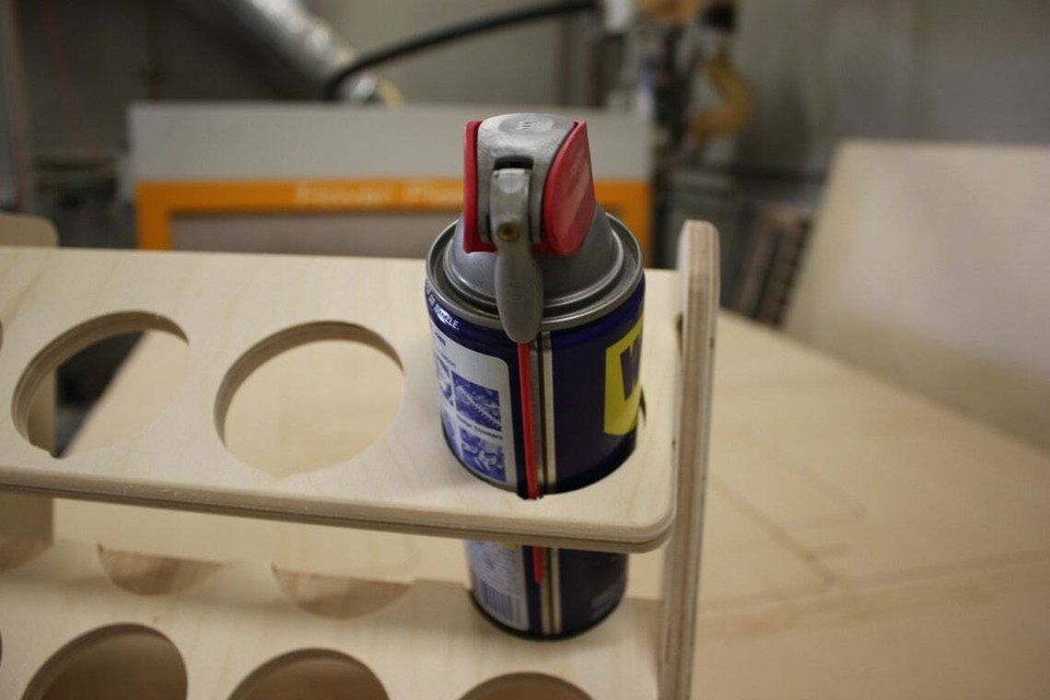 Spray Can 12 Slot Lube Holder Garage Storage Rack Wood Shelf Organizer ...