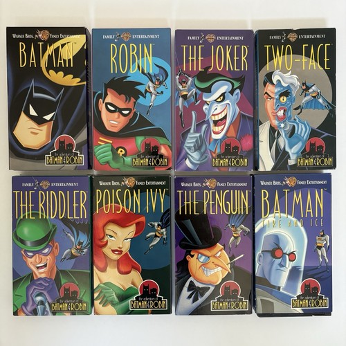 Lot 8 Adventures of Batman Robin VHS Joker Penquin Ivy Two Face Riddler ...
