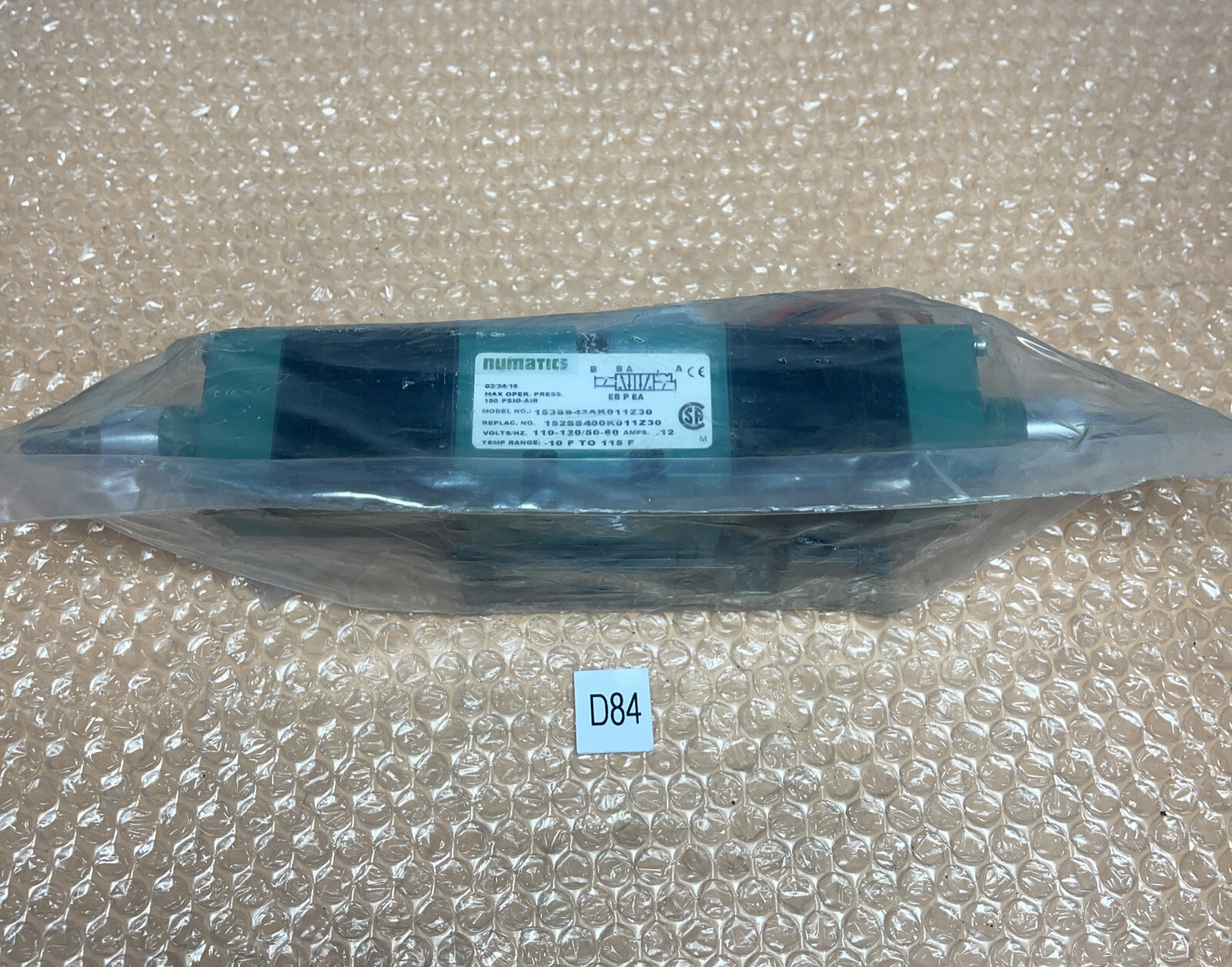 FACTORY NEW SEALED- Numatics 153SS43AK011Z30 150 PSIG-Air 110-120V/50 ...