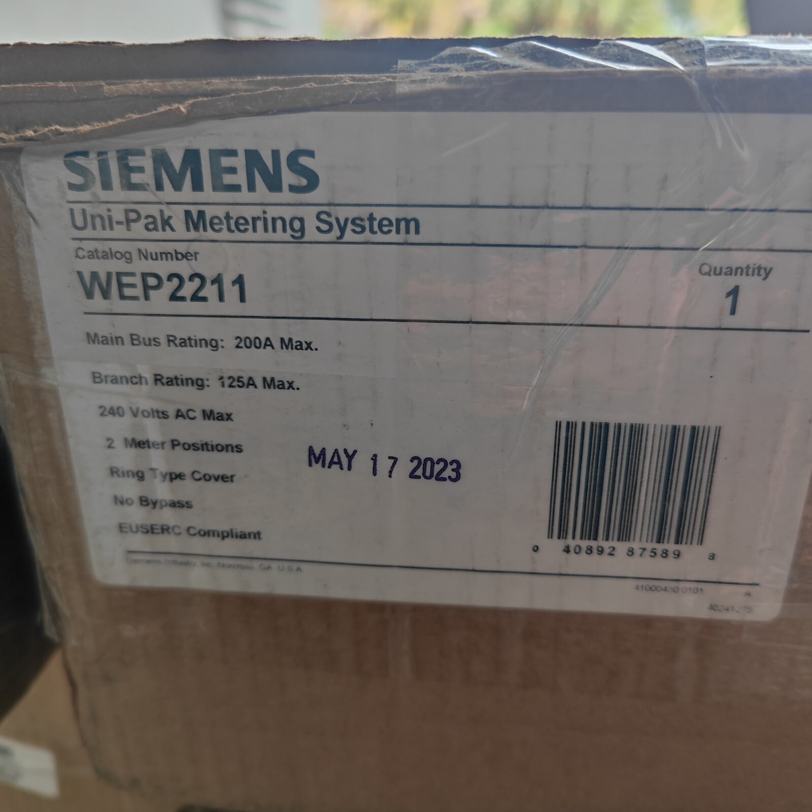 Siemens WEP2211 200 AMP 2-Gang UNI-PAK Meter Socket USERC compliant | eBay