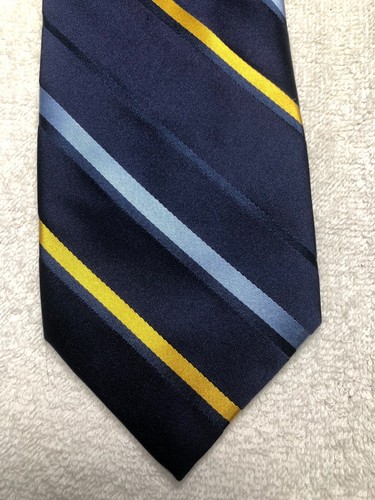 DESANTIS MENS TIE NAVY BLUE WITH YELLOW BLUE STRIPES 3.75 X 60 | eBay