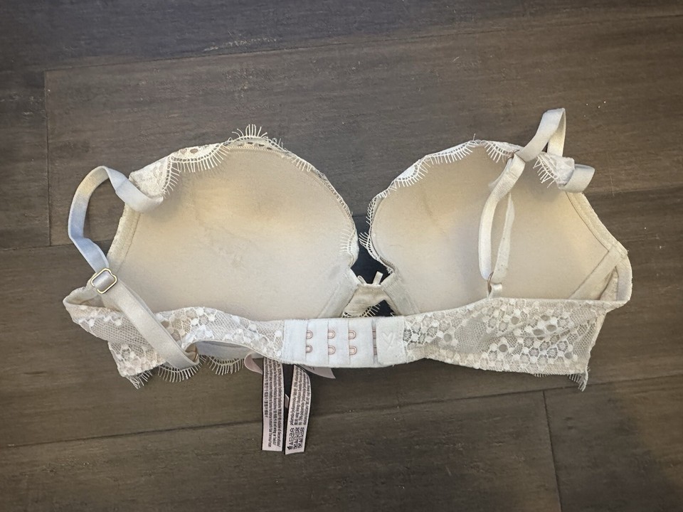 Victoria’s Secret White Cream Lace Push-Up Bra Dream Angels 34C VS Pink ...