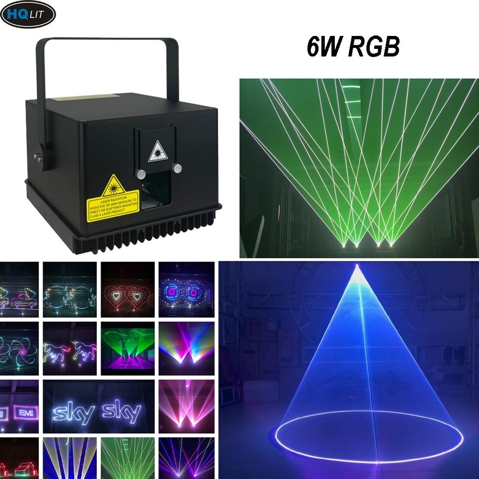 6W RGB Fullcolor Animation Laser Light Projector Stage Effect Beam ...