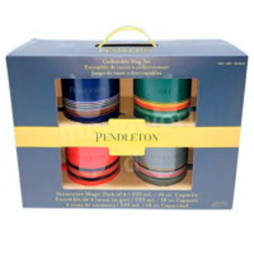 Pendleton Woolen Mills 18oz Striped Stoneware Coffee Mug Set of 4 533ml ...