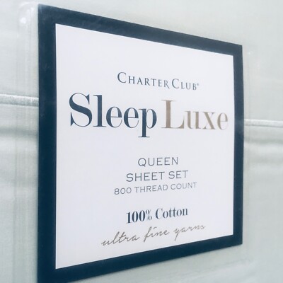 new Charter Club Sleep Luxe 800 Thread Count Cotton QUEEN Sheet Set ...