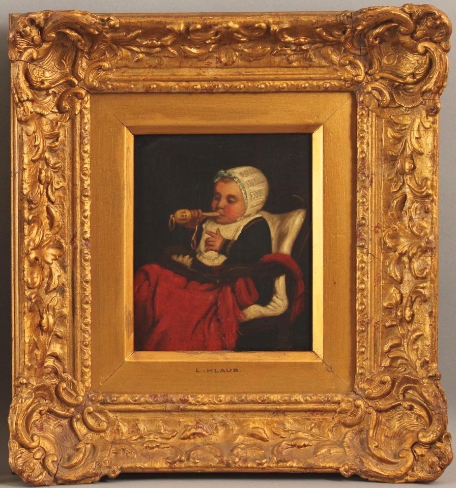 Antique Oil Paintings aft Albert Anker, Children Guitar Trumpet ...