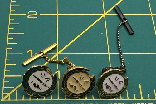 United Association UA Plumbers Pipefitters Local Union Member Year Pins ...