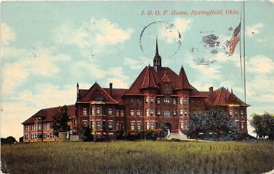 Springfield Ohio 191 Postcard IOOF Home Oddfellows Flag Pole | eBay