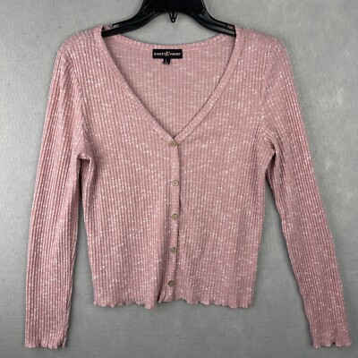 Almost Famous Womens Pink Long Sleeve V-Neck Button Up Shirt Size L | eBay