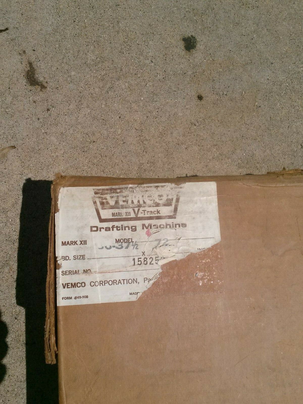 VEMCO Mark XII V-Track 37 1/2" X 72" Drafting Machine K&E Parragon Head ...