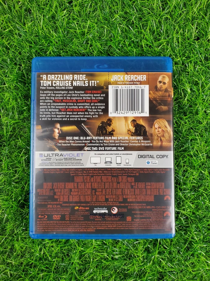 Jack Reacher (Blu-ray Disc Only) 2012 Tom Cruise w/ Case & Inserts ...