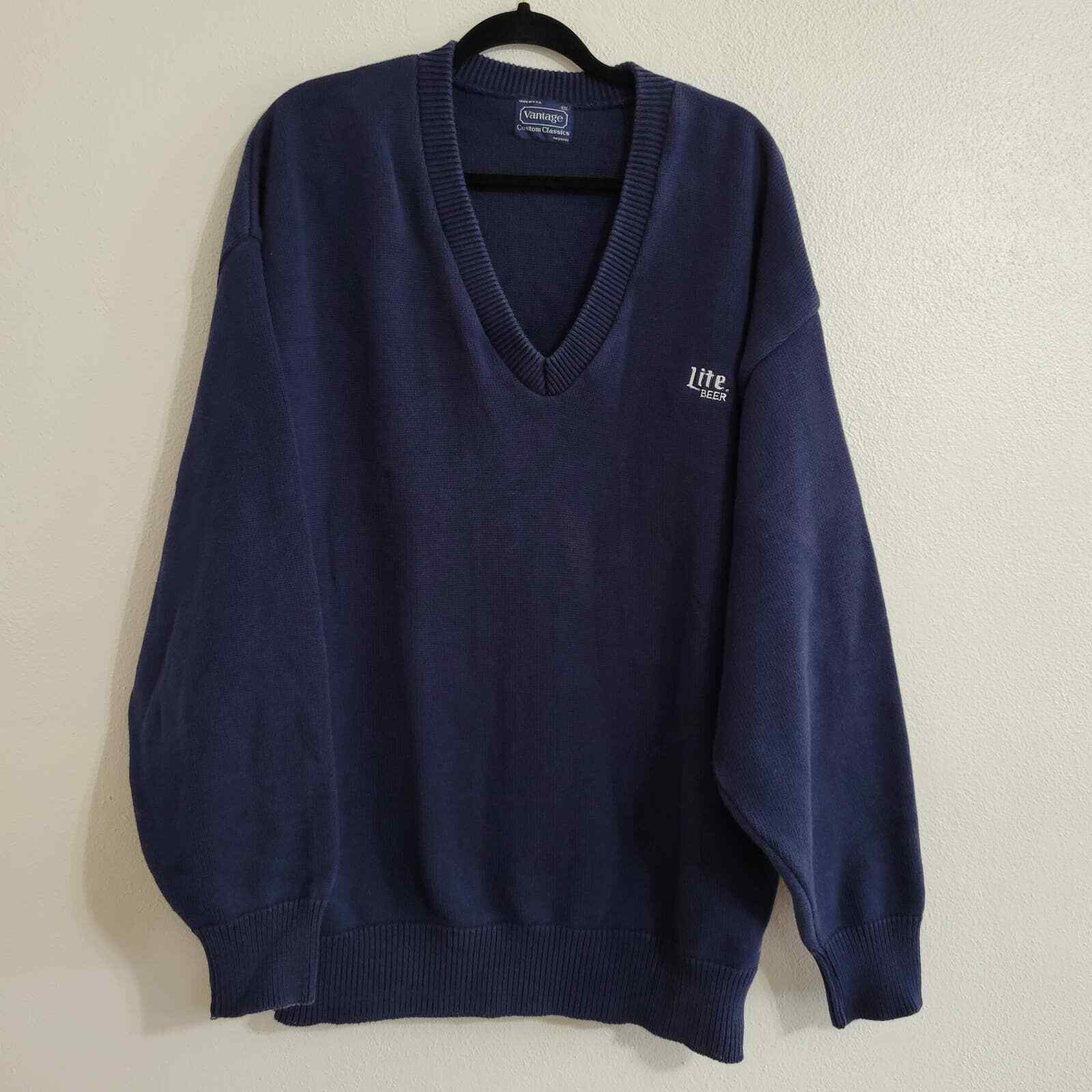 Vantage Custom Classics V-neck Pullover Sweater embroidered Lite Beer ...