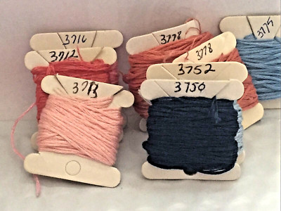 Lot of 8 DMC Cross Stitch Floss Carded#3711,3712,3716,3750,3752.3775 ...