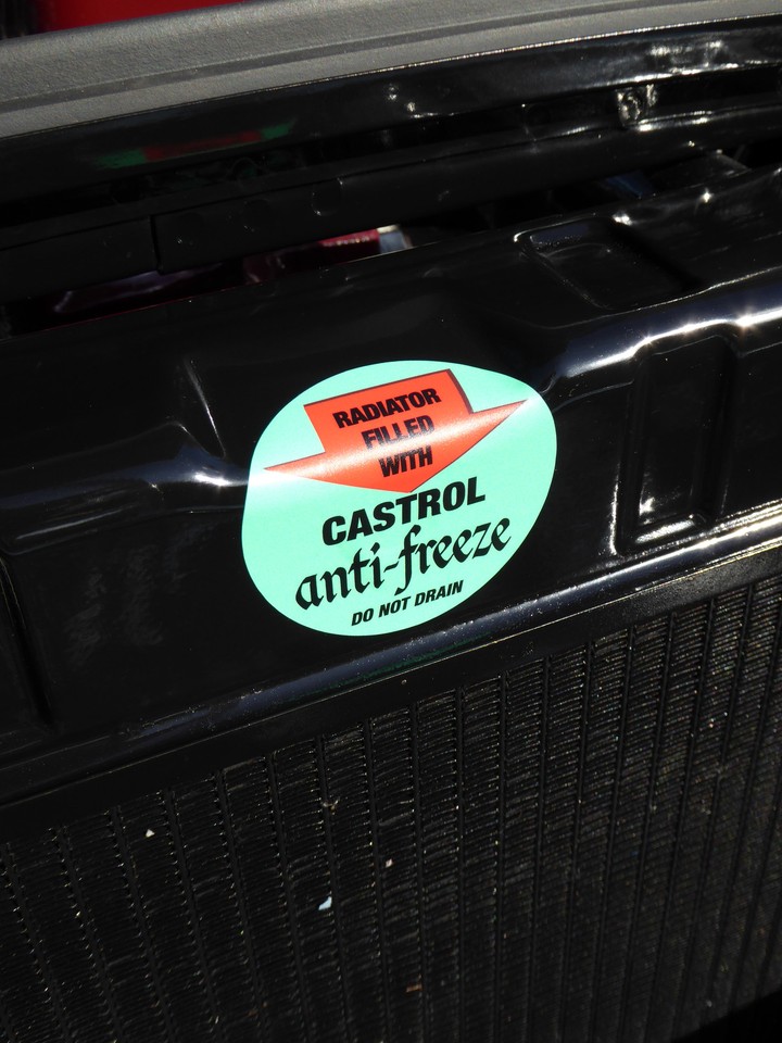 CASTROL Vintage car 'Anti Freeze' radiator fill stickers x2 decals Mini ...