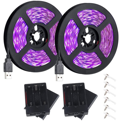 LED UV Black Light Strip Battery & USB Operated Glow Neon Lights ...