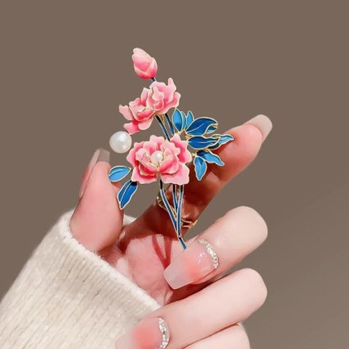 Chinese Style Peony Flowers Brooches For Women Clothing Coat Party ...
