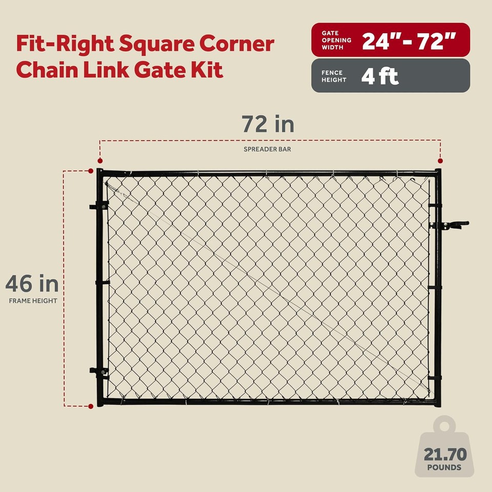 Fit-Right Adjustable Chain Link Gate Kit for Outdoor Decking & Fencing ...