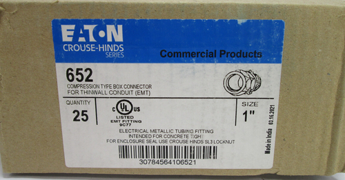Eaton - 652 - Compression Connector - 1" Zinc Plated - EMT Conduit ...