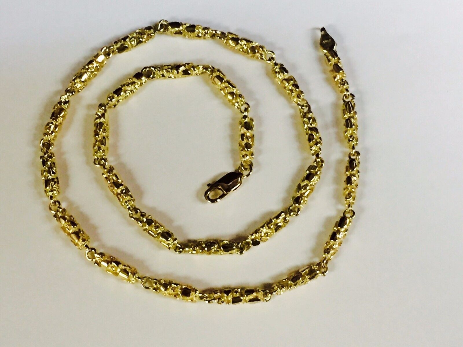 10kt solid gold HEAVY handmade NUGGET link chain/necklace 18" 35 grams ...