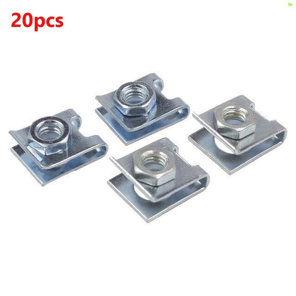 20x Car License Plate Fastener Buckle Metal Screw 6mm Nut,U Type Clips ...