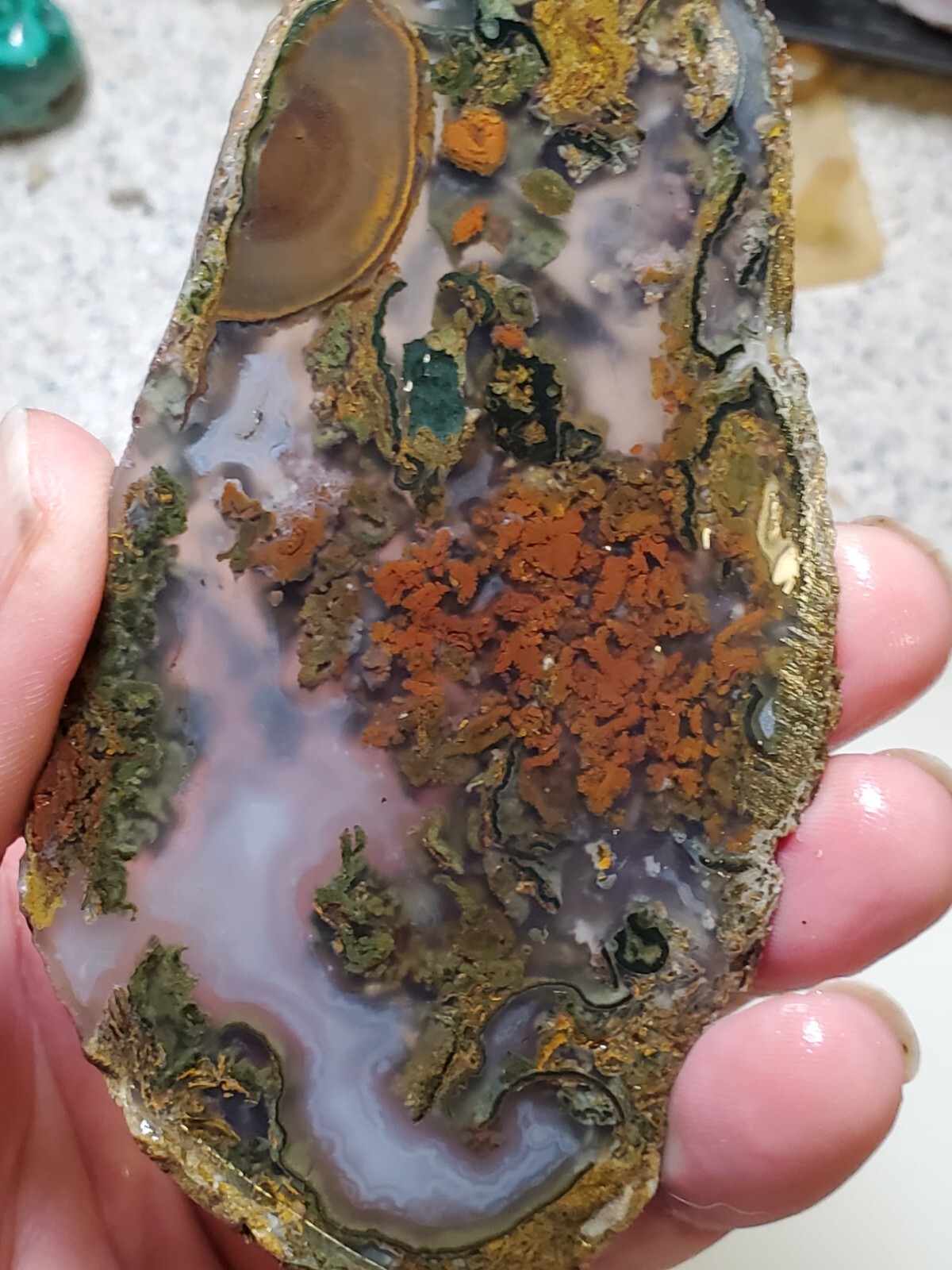 5 Woodward Ranch Gr Red Sagenite Pom-Pom Plume Agate Green Flames 2 ...