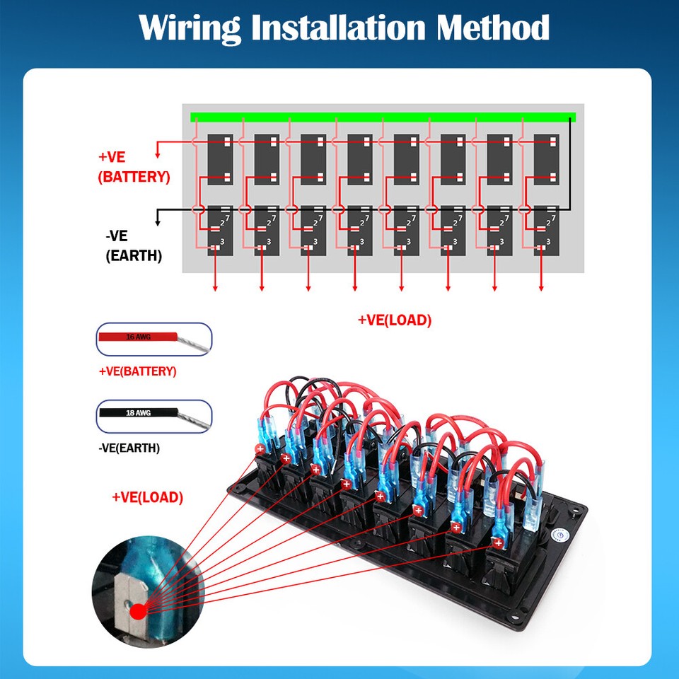 8 Gang LED Circuit Toggle Switch Panel ON/OFF Waterproof for RV Car ...