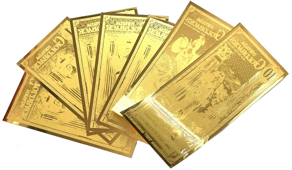 (7) 2022 GOLD AURUM NEVADA GOLDBACKS $10,$5,$1 NOTES TOTAL 1/50th OZ ...