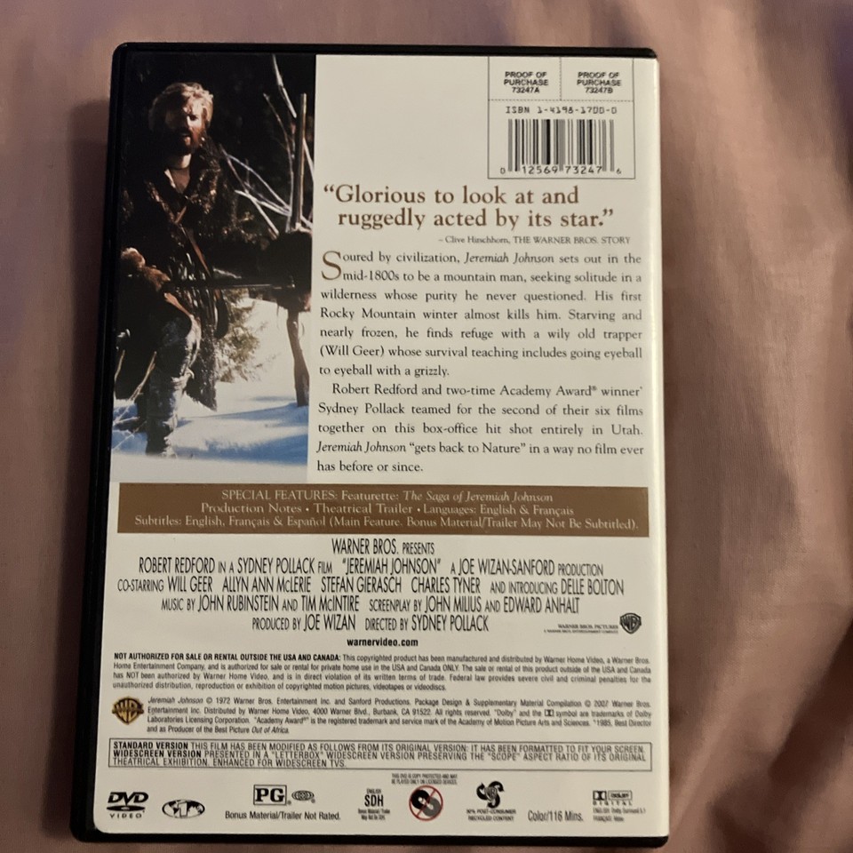 Jeremiah Johnson (DVD, 1972) Robert Redford; No Scratches! 12569732476 ...