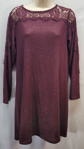 Maurices Long Sleeve Lace Illusion Shift Dress Women's Size Medium NWT ...