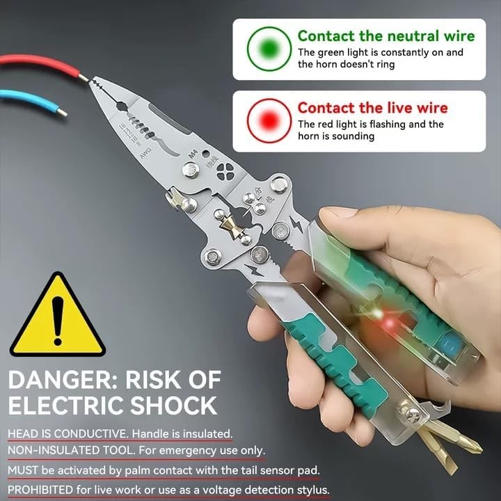 18 in 1 Wire Stripping Pliers with Voltage Tester, Folding Stylus ...