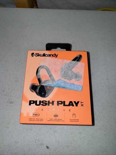 SKULLCANDY PUSH PLAY Active Bluetooth Buds Phones In Ear Water Resistant BLACK | eBay