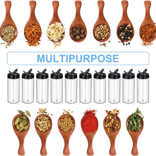 Plastic Spice Bottles Set Empty Seasoning Containers withCap Clear ...