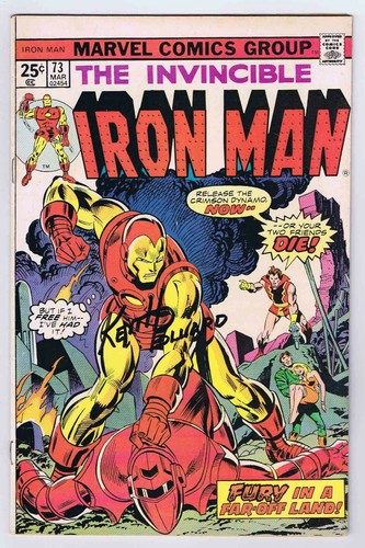 Iron Man #73 FN Signed w/COA Keith Pollard 1975 Marvel Comics | eBay