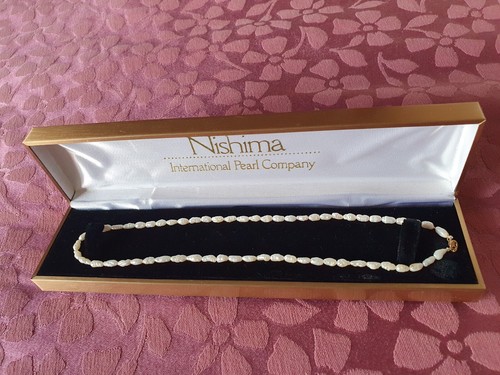 Vintage Japanese Pearl Necklace 14CT Gold Clasp Boxed Nishima ...