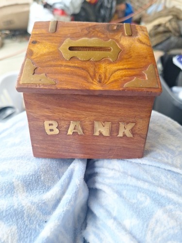 Handcrafted Brass Wood Money Bank Piggy Bank Kid Adults Cube Design | eBay