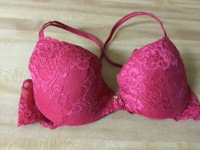 Victoria Secret Padded Demi Bra Size 34C Very Sexy Red Lace (2007 ...