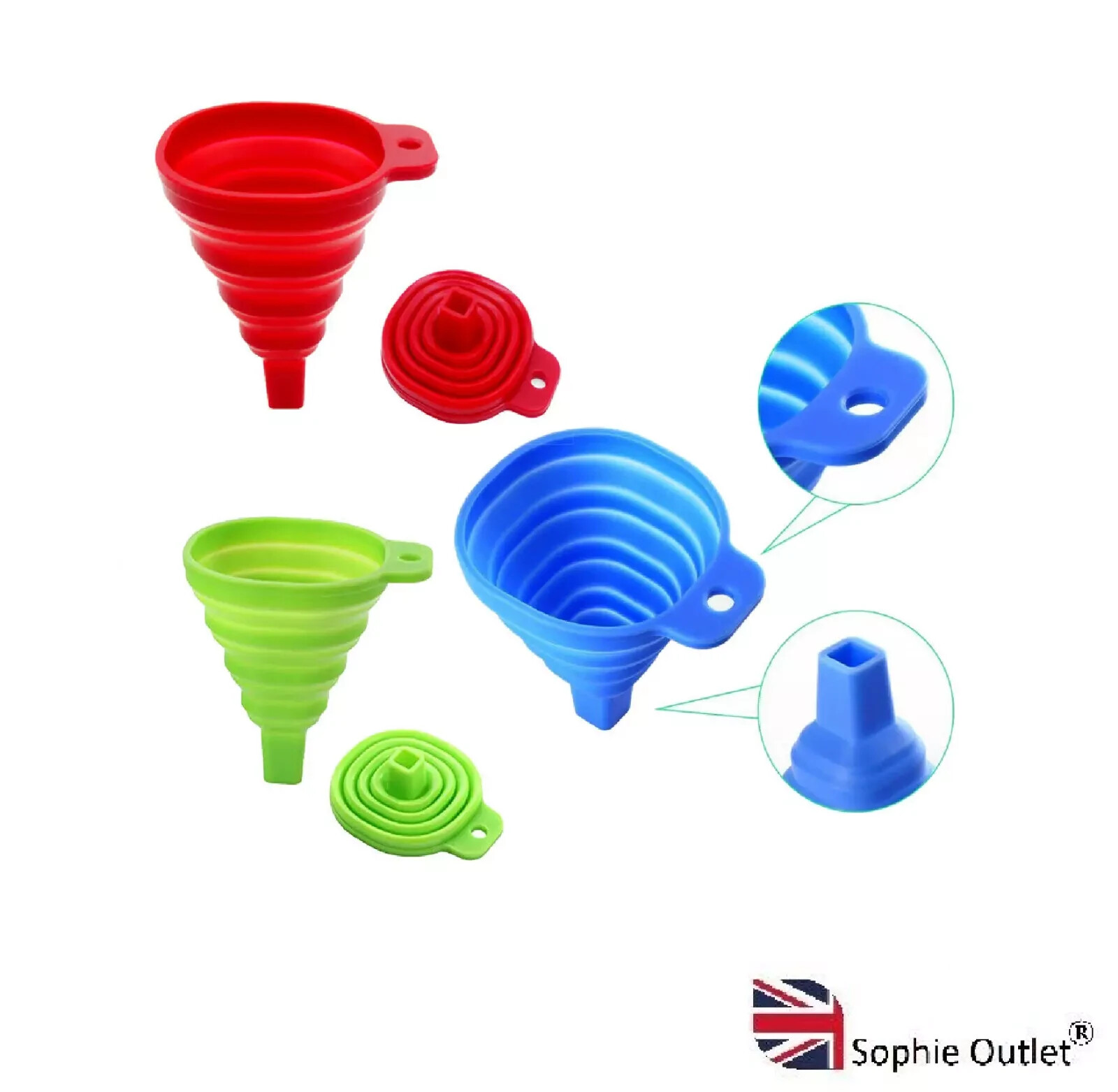 Collapsible Foldable Silicone Funnel Kitchen Hopper for Water-Oil ...