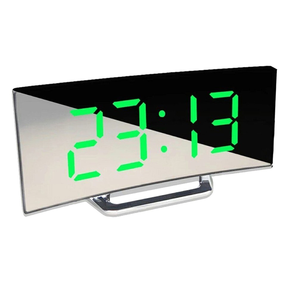 Electric Alarm Clock for Bedrooms Digital Clock Curved Design LED Clock ...