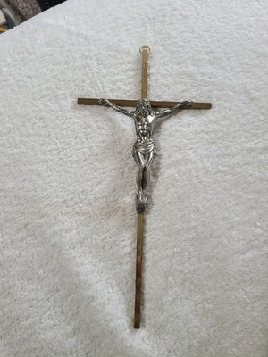 Vintage INRI Crucifix Jesus Christ on the Cross 10” Brass Metal Wall ...