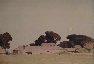 Afterglow Linocut Art Print by Sylvan G. Boxsius 1933 – Vintage ...