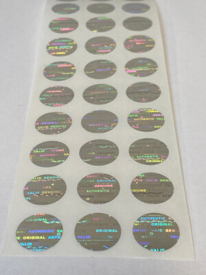 100 BRIGHT SILVER TAMPER EVIDENT VOID HOLOGRAM SECURITY LABELS- 1/2 ...
