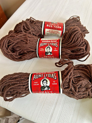 Vintage Aunt Lydia's Heavy Rug Yarn 425 Wood Brown ~ 3 Skeins 70 Yards ...