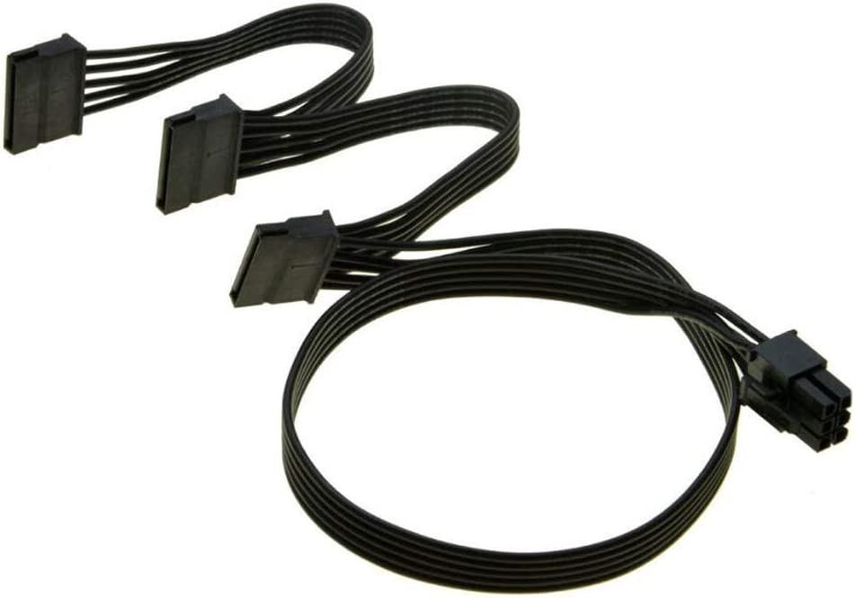PSU Power Supply Modular Cable PCI-E 6 Pin to 15Pin 2x SATA, 4pin Molex ...