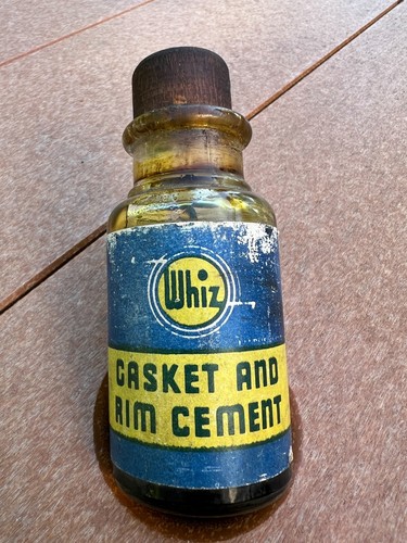 Vintage Whiz Gasket and Rim Cement 2 oz Bottle w/ Cork Lid - Dried Up ...