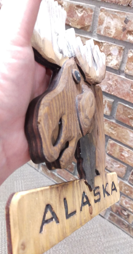 Alaska Moose Plaque - Layered Wood 3D on moose head & antlers - ships ...