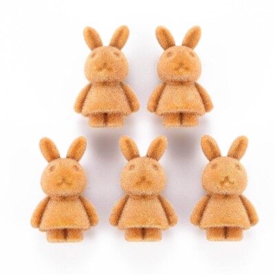 5 Light Brown Flocked Rabbit Buttons Easter Bunny 32mm A21-1 Aussie ...