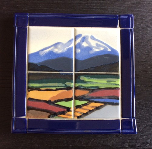 PAUL LEWING - Hand Made Tile 4 Piece Collage NW Artist Seattle Ferry Mt ...