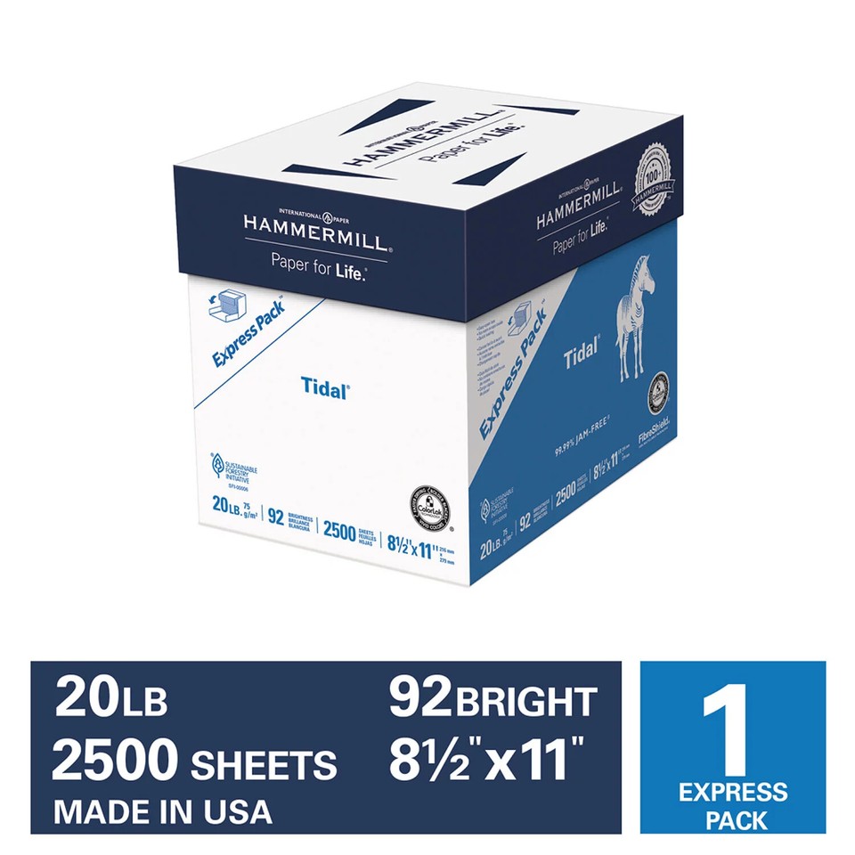 Hammermill - Tidal MP Copy Paper, 20lb, 92 Bright, 8-1/2 x 11" - Half ...